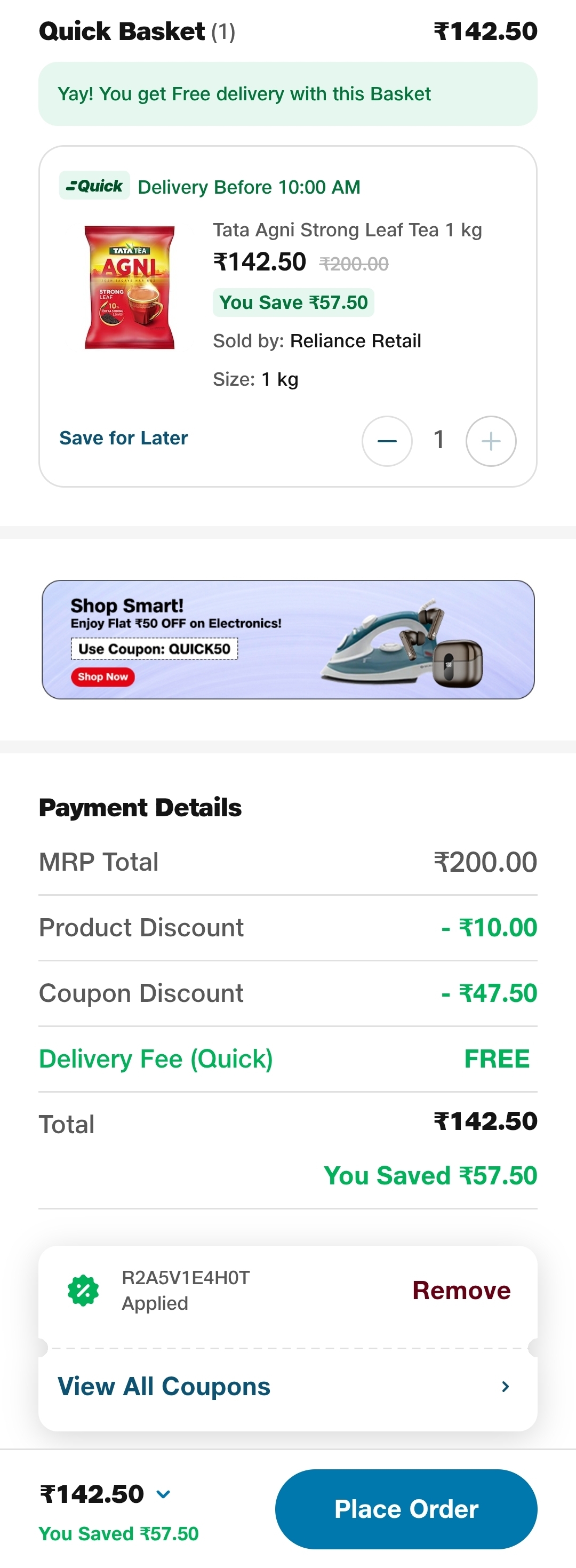 29% Off - Tata Agni Strong Leaf Tea 1 kg (or 500gm×2) | DesiDime