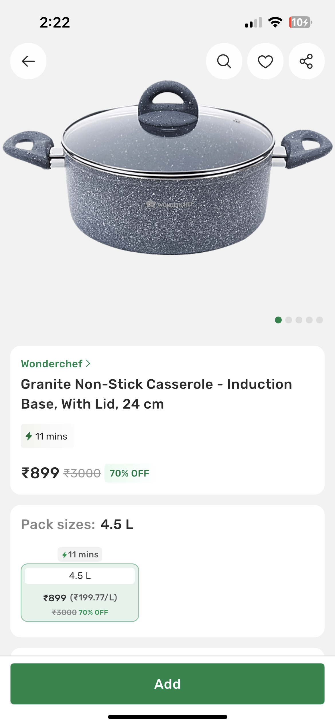 Wonderchef non stick kadai , casserole | DesiDime