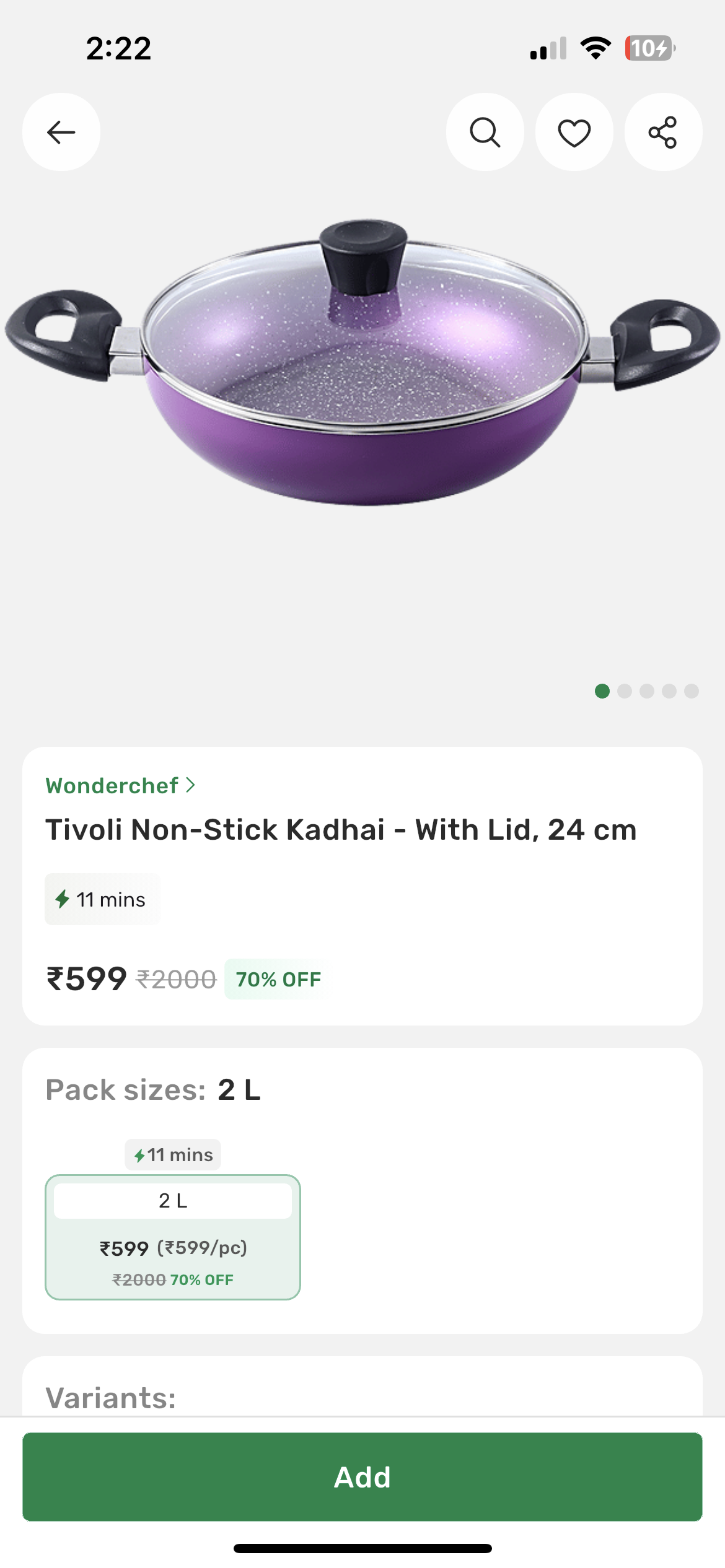 Wonderchef non stick kadai , casserole | DesiDime