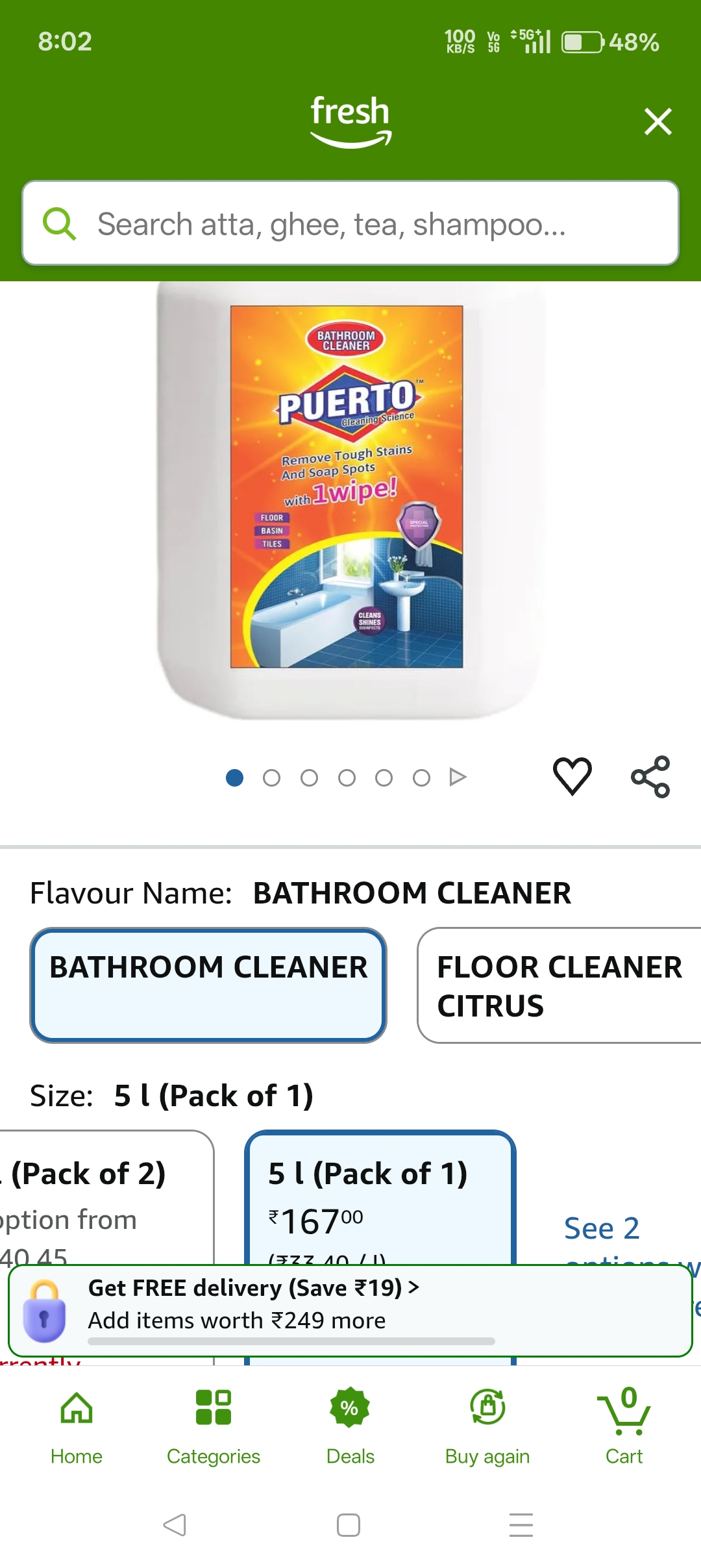 Puerto Bathroom Cleaner - 5 Ltr (Pack of 1) Refill| Suitable for ...