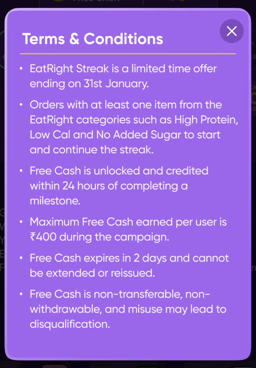 Swiggy: Start Your EatRight Streak Win up to ₹400 Free Cash | DesiDime