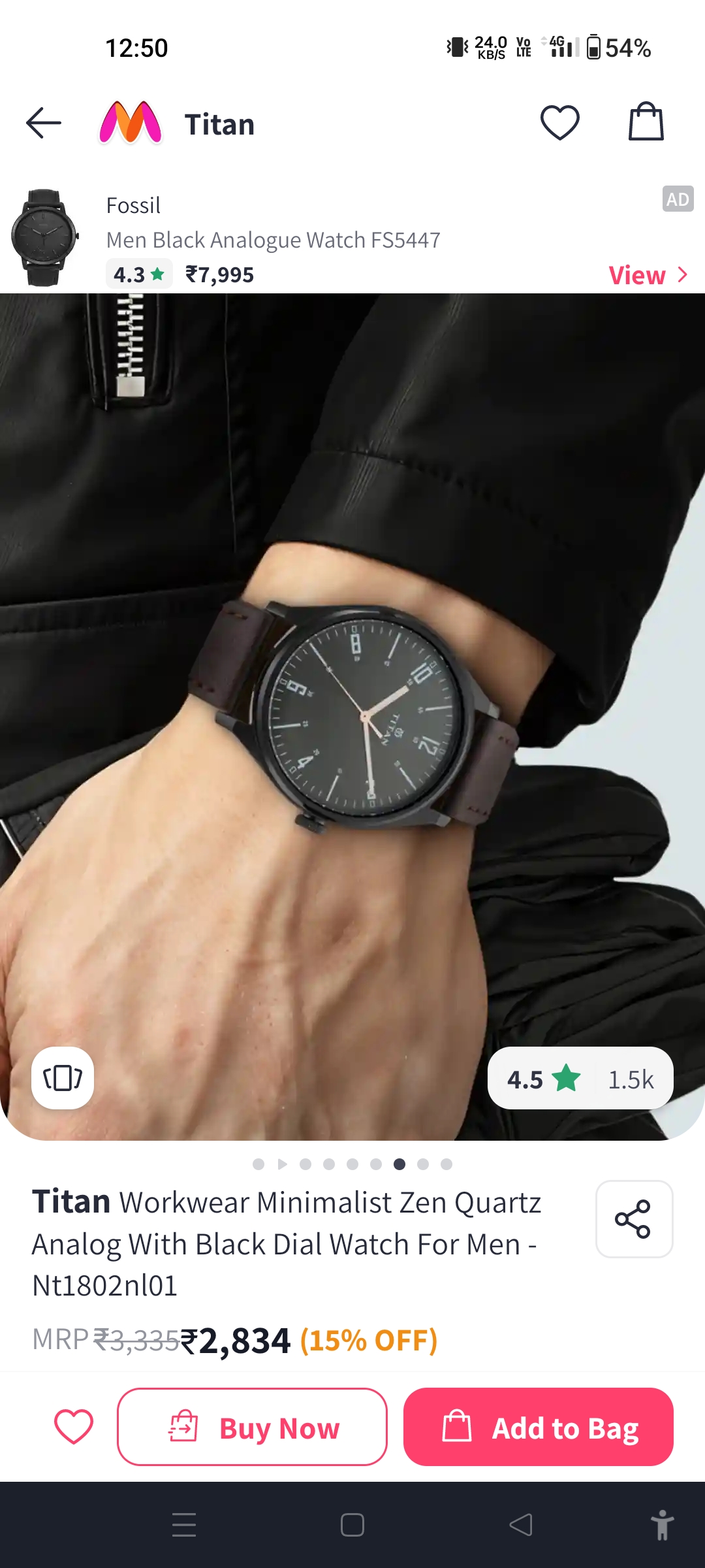 Titan Workwear Minimalist Zen Quartz Analog With Black Dial Watch For ...