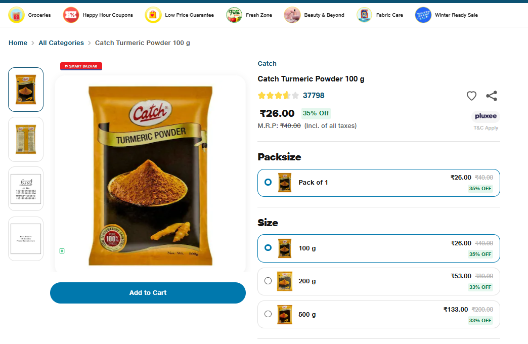 catch Turmeric Powder, Natural (Pack of 2, 500 gram) | DesiDime