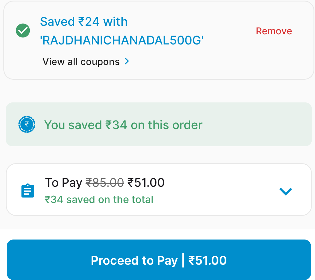 DIGIHAAT - Rajdhani Chana dal 500g at flat ₹50 | DesiDime