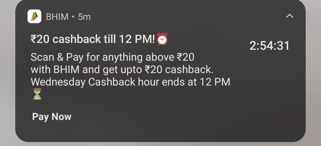 BHIM - Scan & pay anything above ₹20 to get upto ₹20 (P2M) (Till 12 PM ...