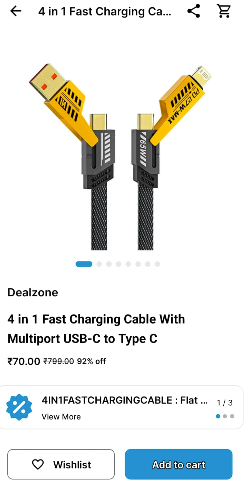 4 in 1 Fast Charging Cable With Multiport USB-C to Type C | DesiDime