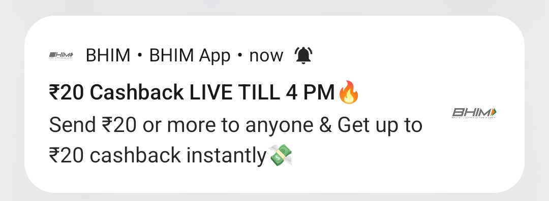 Bhim upi send 20 above get upto 20 Valid till 3-5 Pm | DesiDime