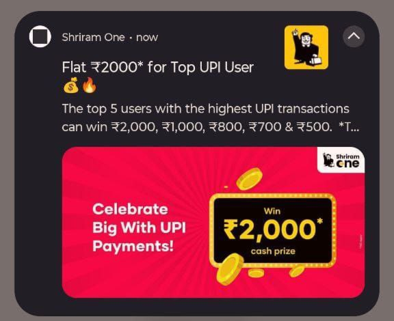 Shiram Scan & Pay UPI & Get cashback upto2000 by doing txn min 10 daily ...