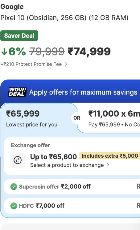 Google Pixel 10 (Obsidian, 256 GB) (12 GB RAM) | DesiDime