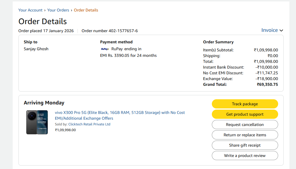 vivo X300 Pro 5G with No Cost EMI/Additional Exchange Offers | DesiDime