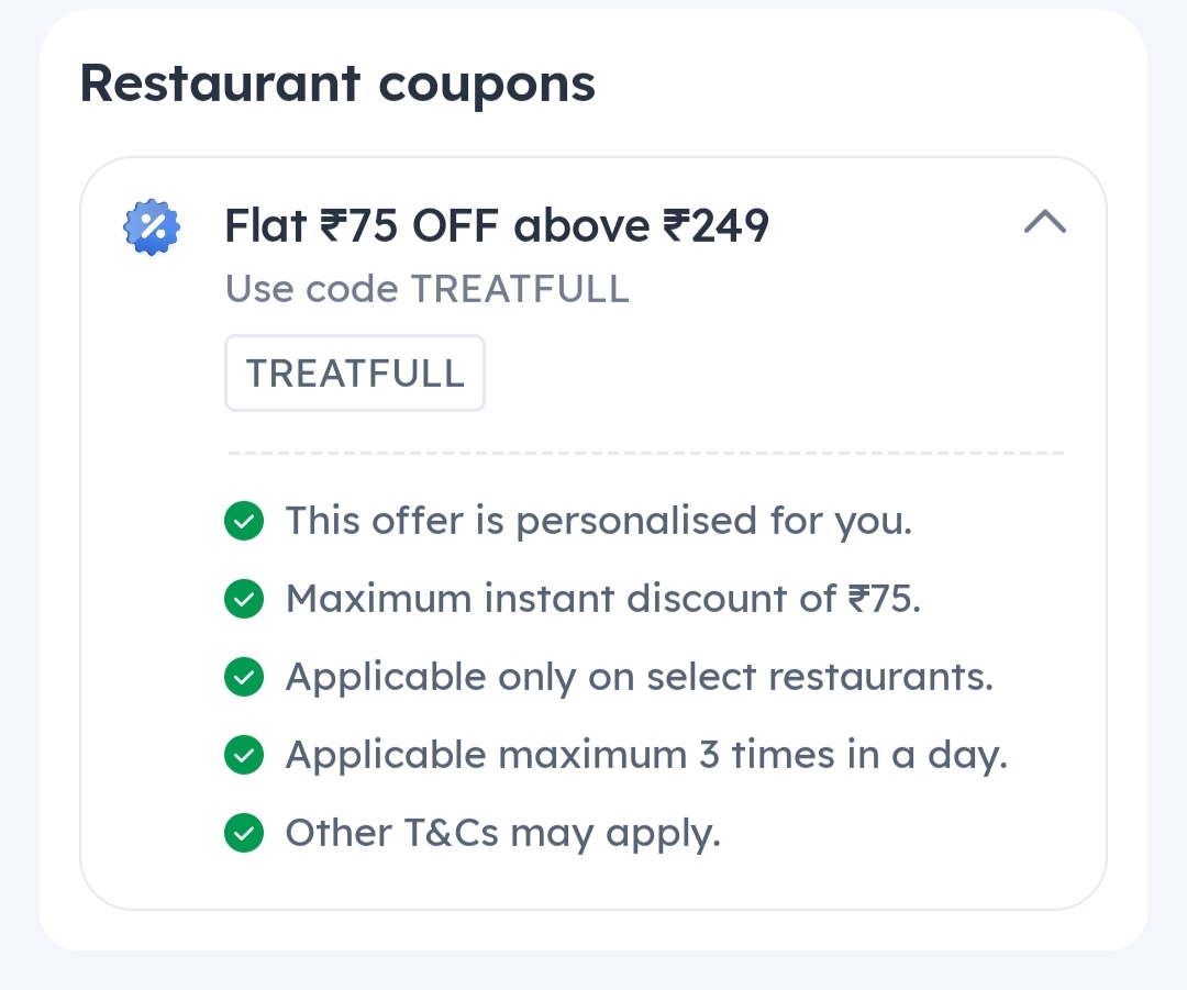 Zomato: Flat ₹75 OFF above ₹249 (Restaurant specific/User Specific ...