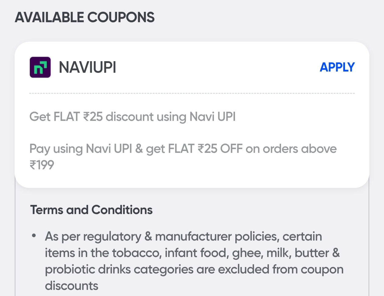 Flat ₹25 Off on Instamart Order Above ₹199 Using Navi UPI | DesiDime