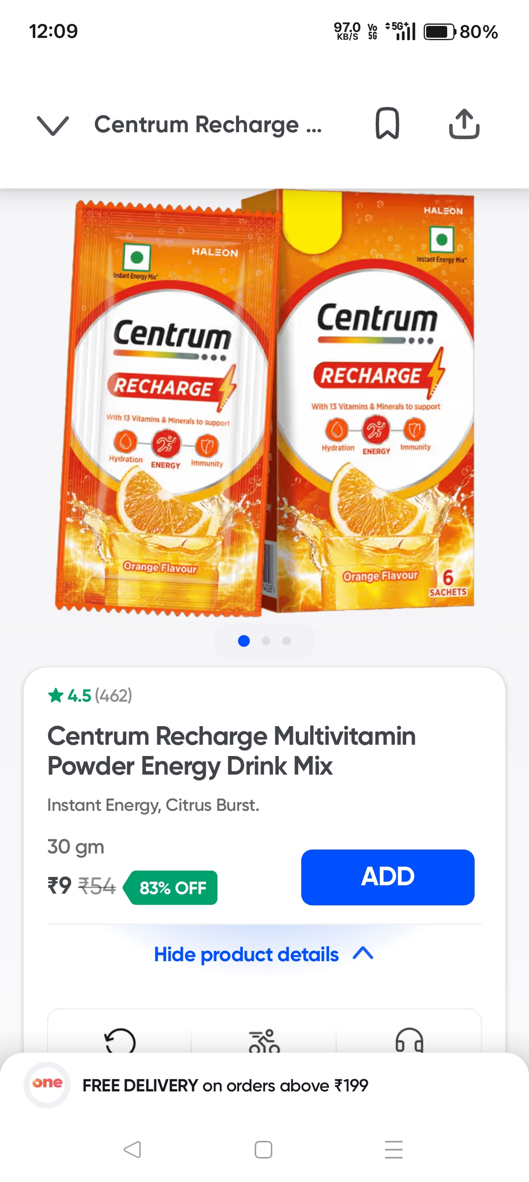 Centrum Recharge Multivitamin Powder Energy Drink Mix - [ 30 gm ...