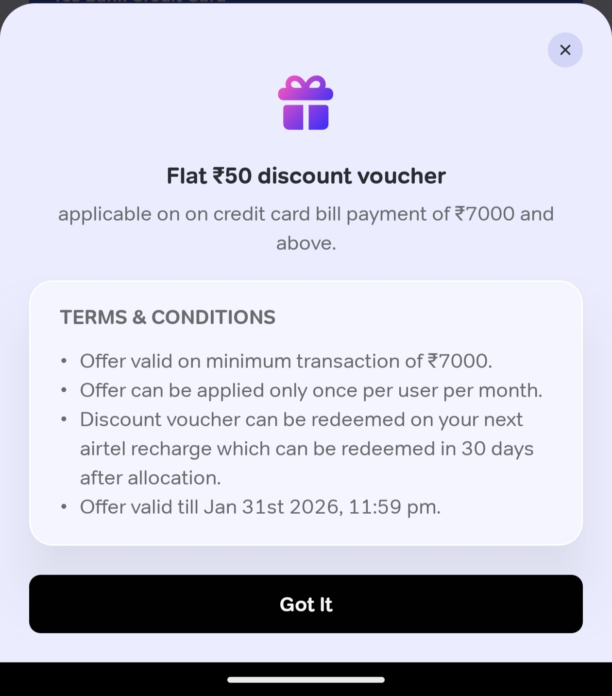 Airtel - Get Flat ₹50 Airtel Discount Voucher on Credit Card Bill ...