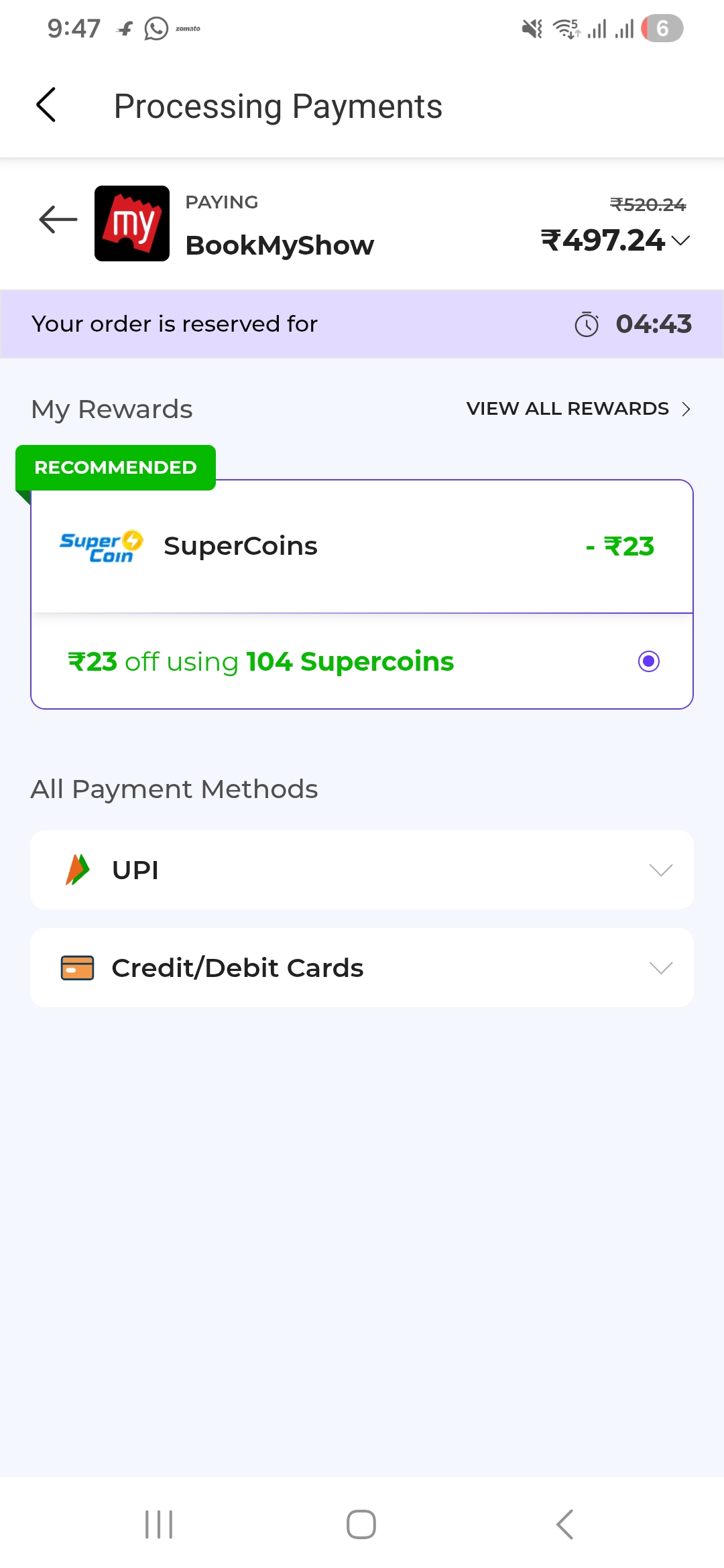 Bookmyshow - Now Flipkart Supercoins can be used - (Re 1 = 4 Supercoins ...