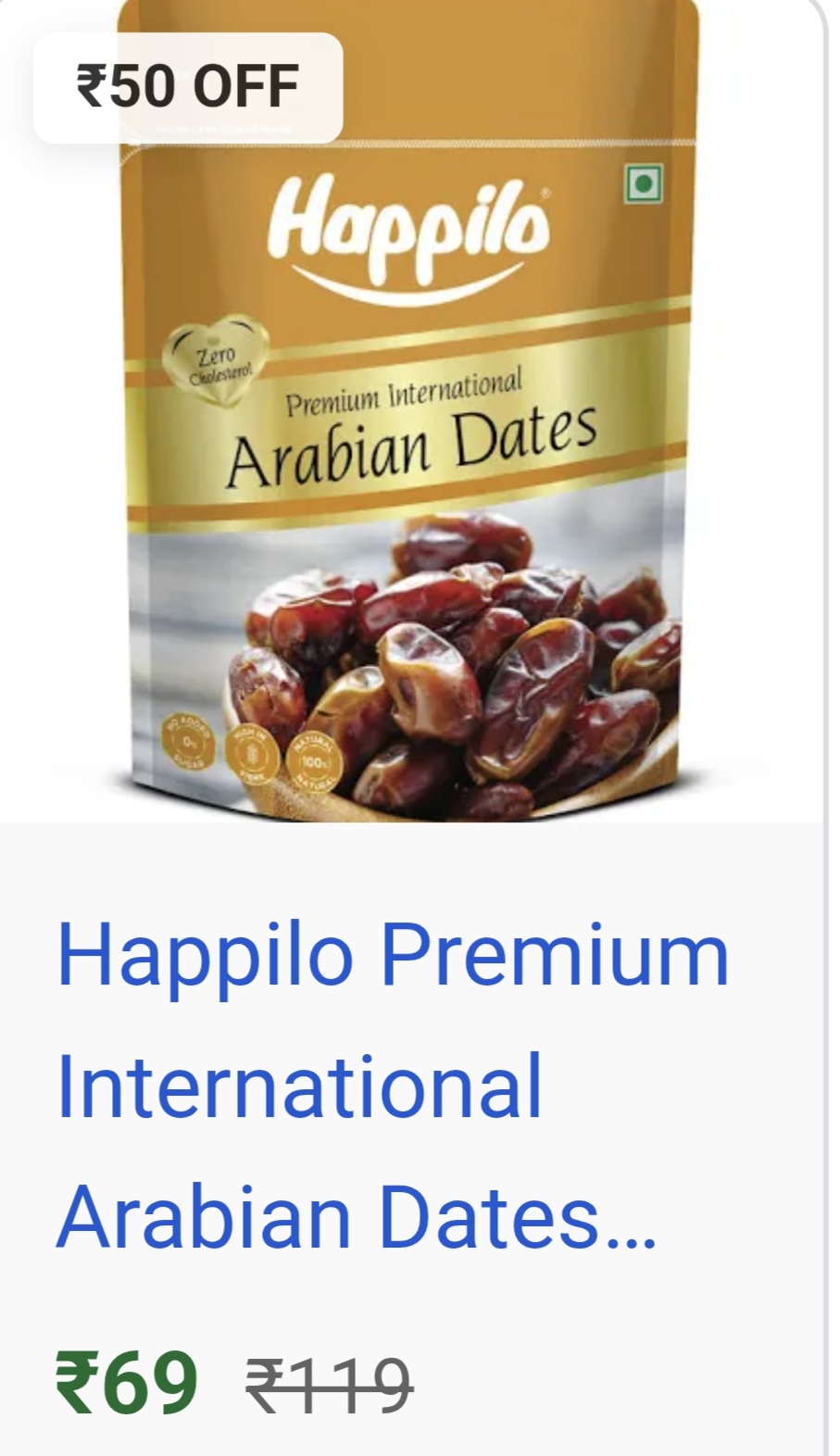 BajajxOndc- Happilo Arabian date 500g at 69rs with coupon Republic day ...