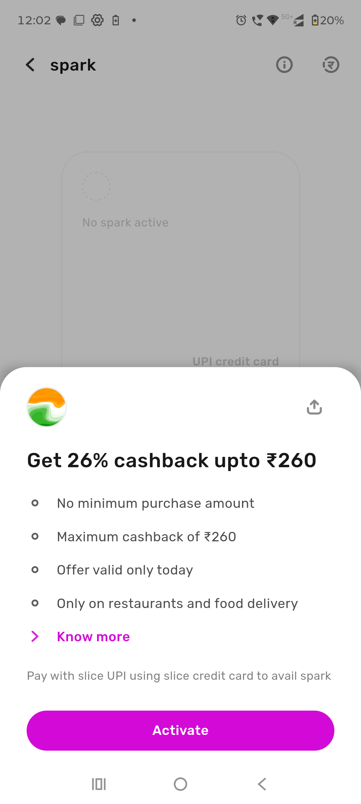 Slice new spark - 26% cashback upto 260 on restaurant/ food delivery ...