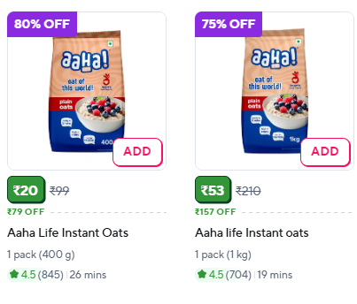 Zepto : Aaha Life Instant Oats | DesiDime