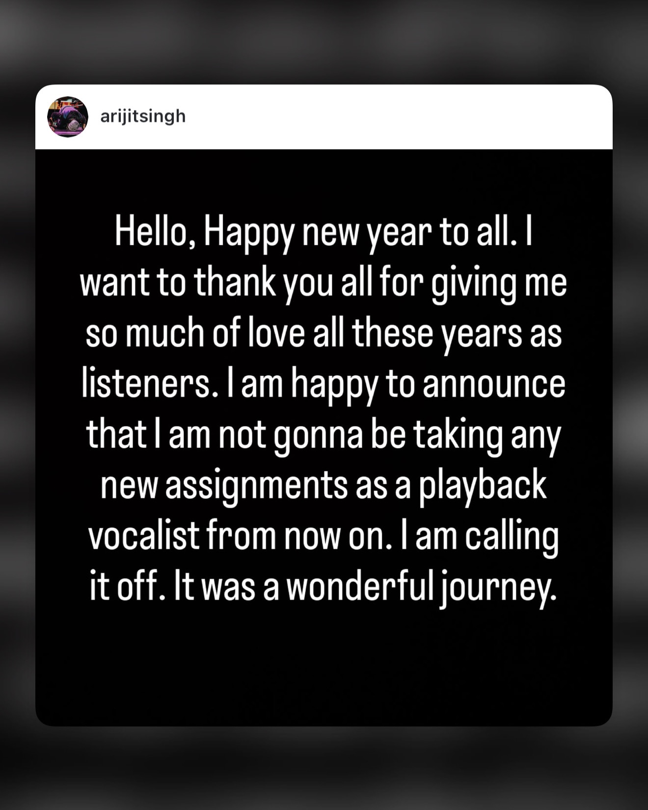 Arijit Singh Announces Retirement from Playback Singing | Desidime