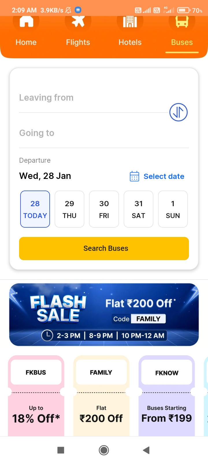Flipkart Bus Flash Sale: Flat ₹200 Off on Bus Bookings | DesiDime