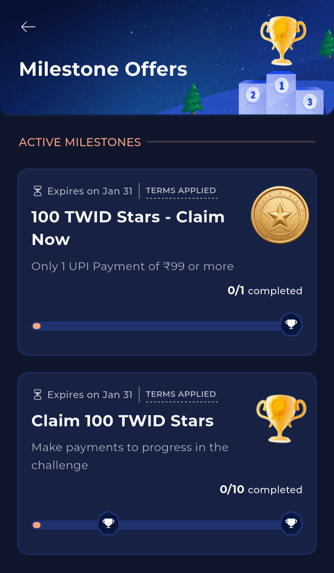 TWID Pay - Milestone Rewards, Earn 200 Stars by completing 2 UPI tasks ...