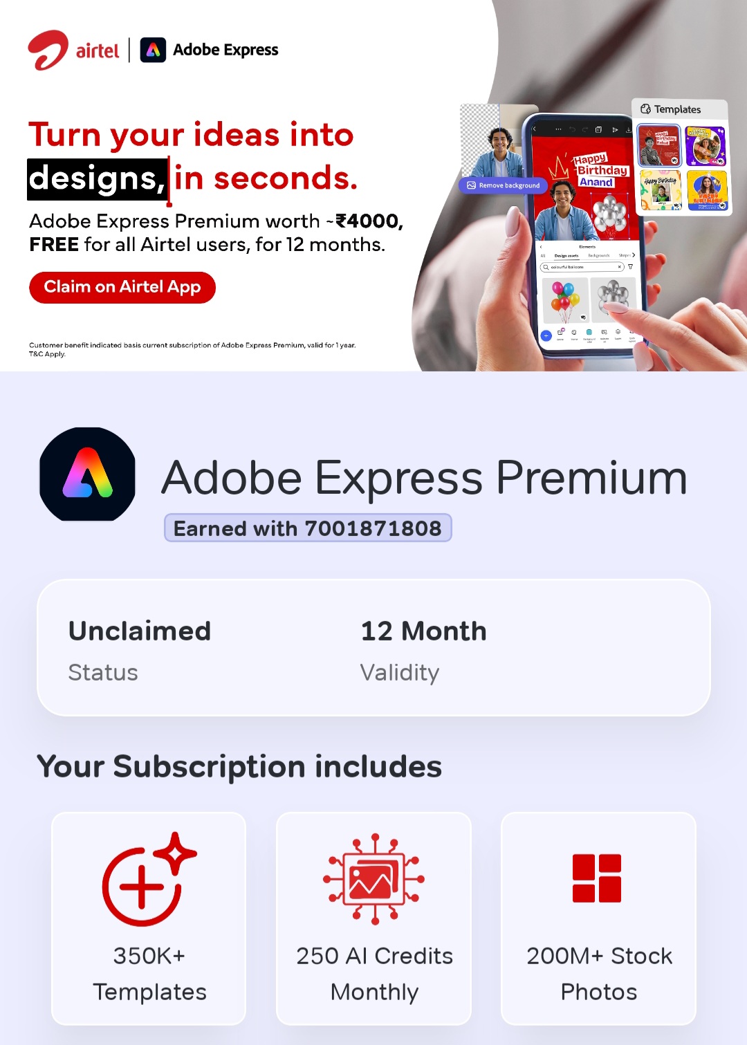 Adobe Express Premium | Airtel Thanks Reward | DesiDime