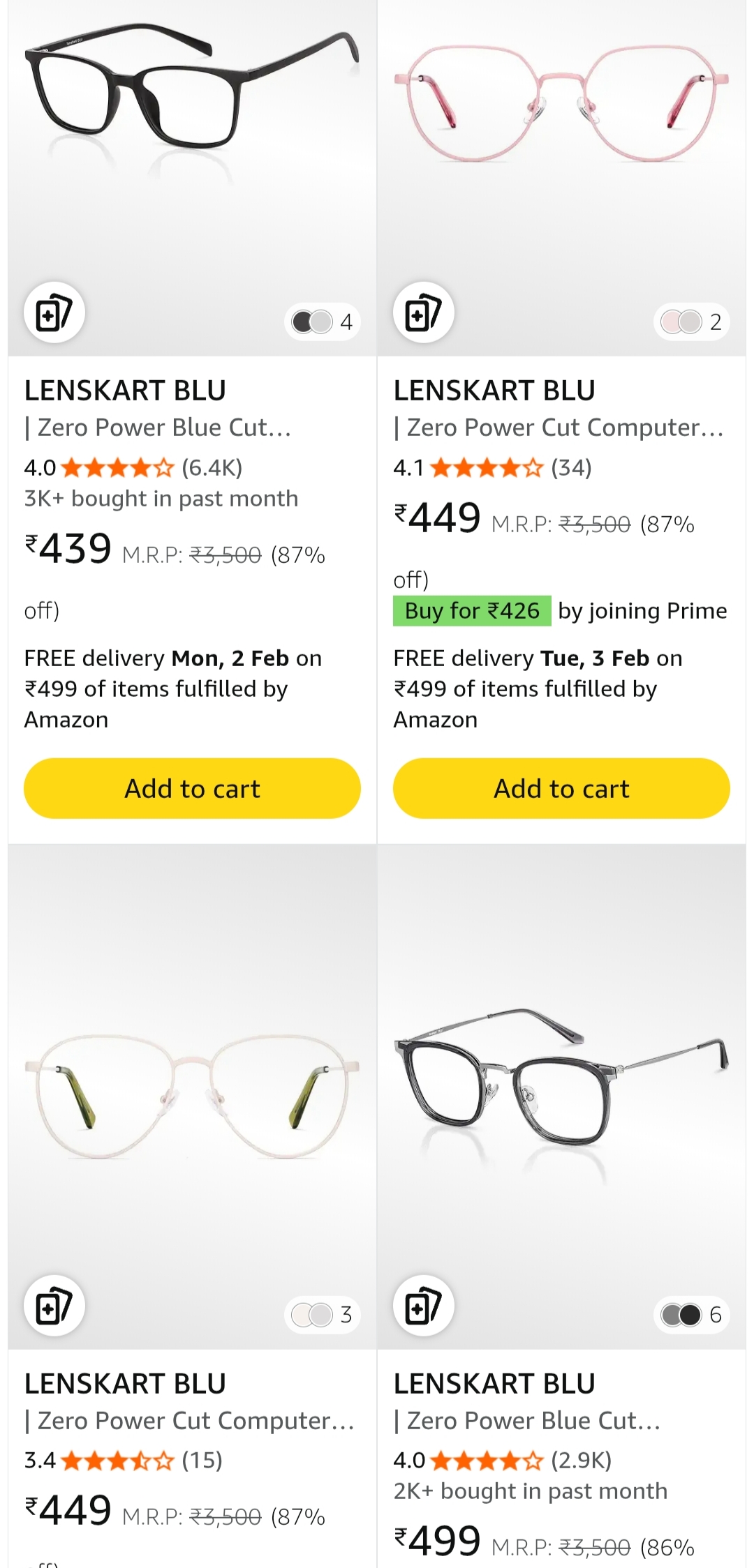 LENSKART BLU | Zero Power Blue Cut Computer Glasses | Gaming Glasses ...