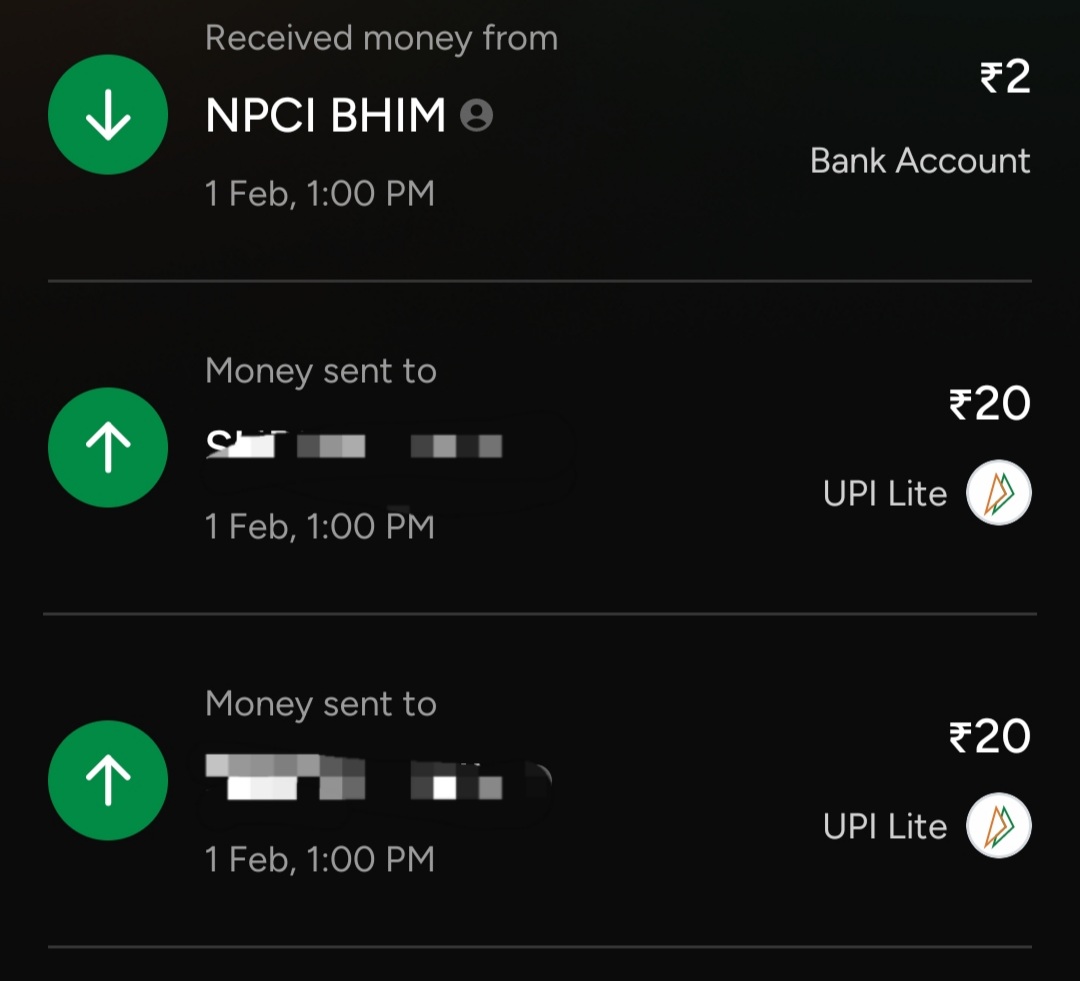 Bhim : Make 2 UPI Lite Transactions of minimum 20Rs and Get upto 20Rs ...