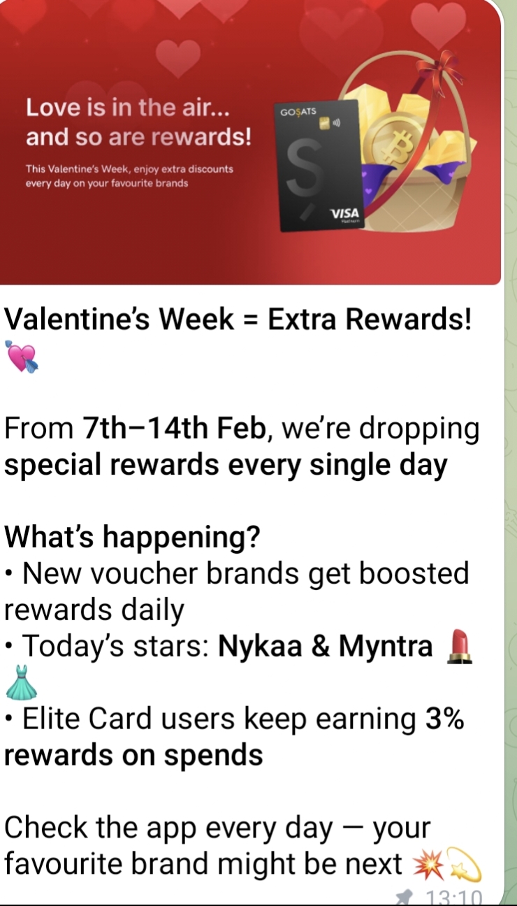 Gosats Valentine week - Extra rewards on brands || Myntra at 7 percent ...