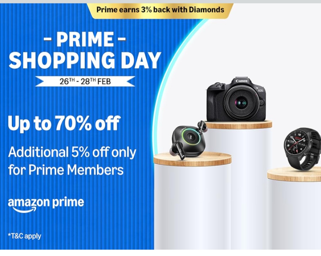 Amazon Prime Shopping Day - Feb- 26 - 28 Upto 70% Off on electronics ...