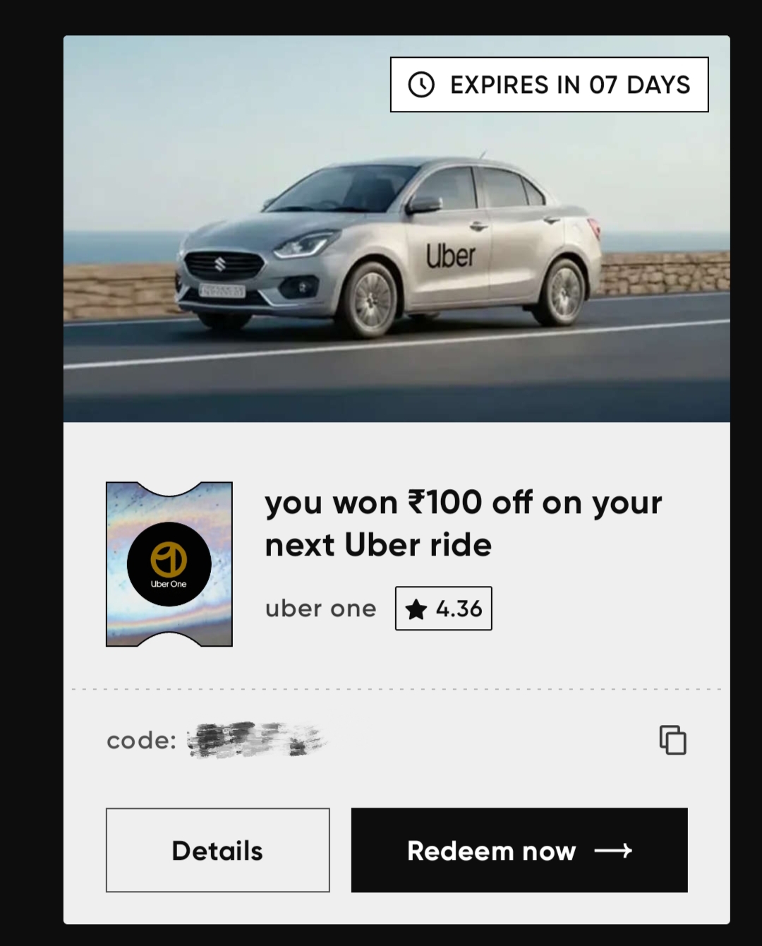 CRED: Get 100₹ off on Uber on paying any credit card bill in full (User ...