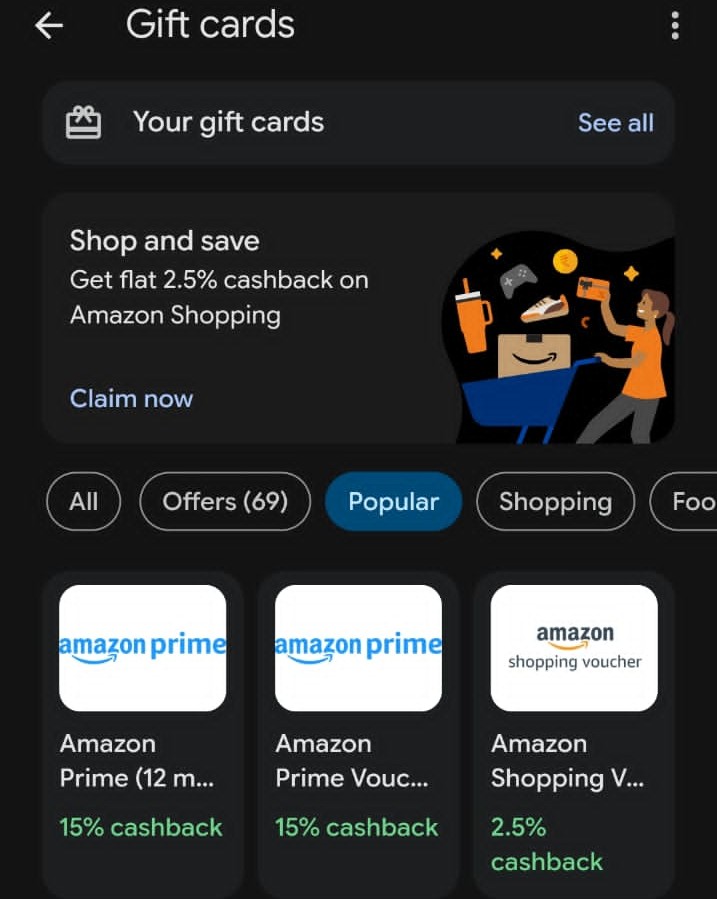 Google Pay × Amazon Shopping GC get 2.5% Cashback | DesiDime
