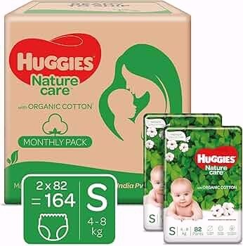 Huggies Nature Care Pants, Small Size (4-8 Kg) Premium Baby Diaper ...