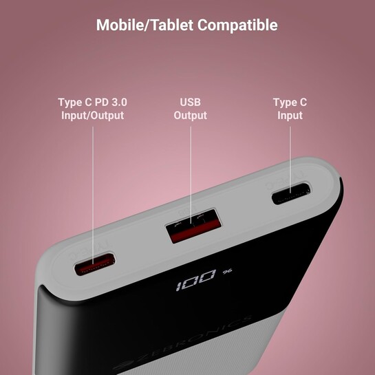 ZEBRONICS EnergiPod 10R1, Power Bank, 10000 mAh, 22.5W Super Fast ...