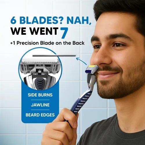 LETSSHAVE Pro 6 Plus Shaving Razor For Men - 6 Blade With Back Blade ...