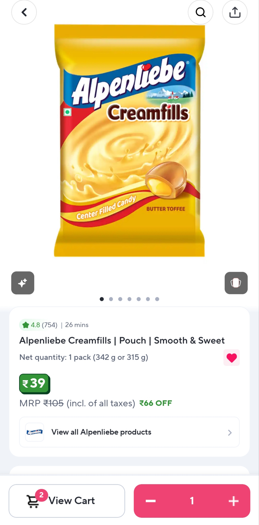 Zepto : Alpenliebe Creamfills | Pouch | Smooth & Sweet | Desidime