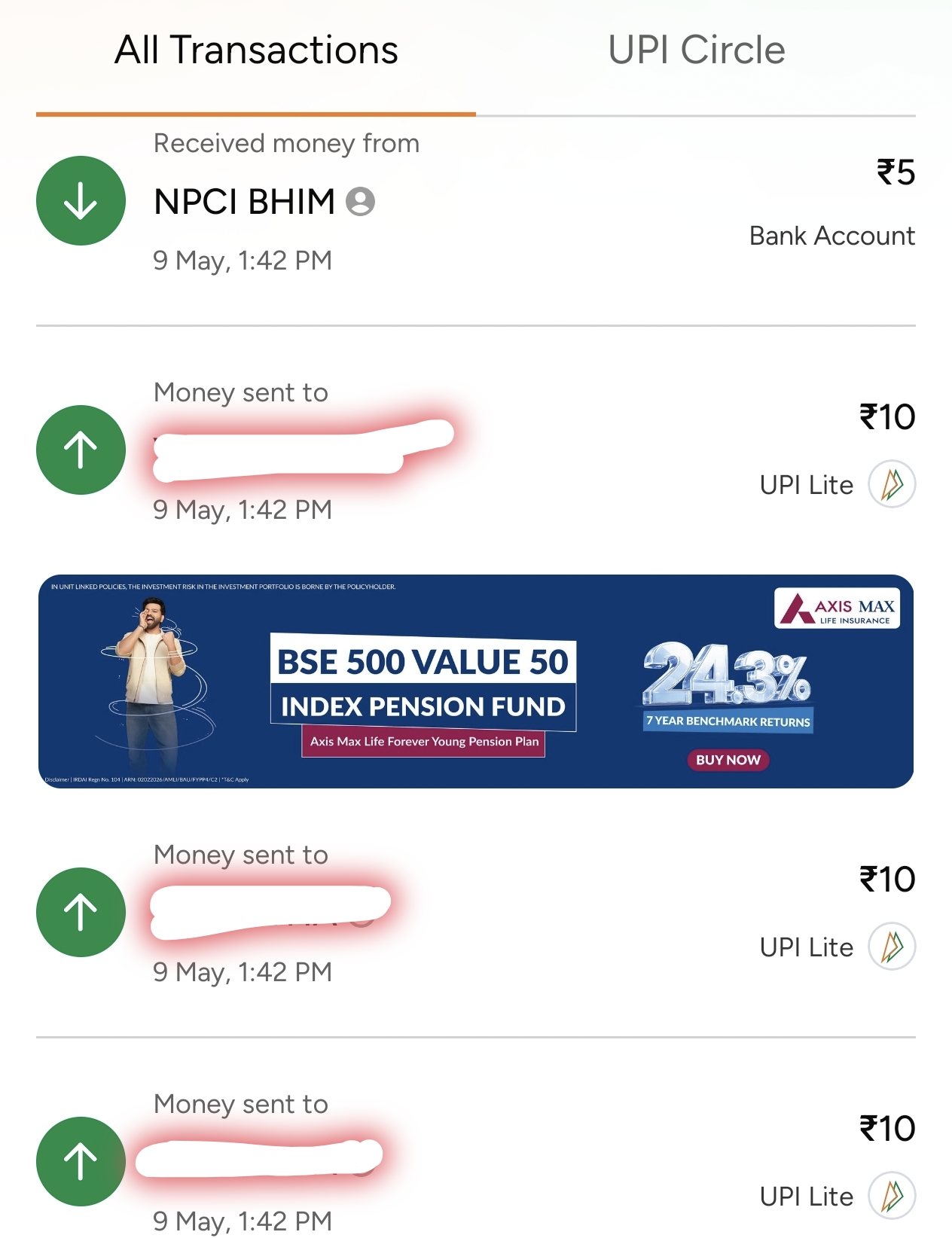 BHIM - Make 3 upi lite payment of min 10 and get upto 10 cashback each ...