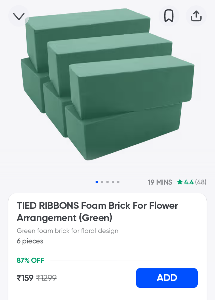 Instamart| TIED RIBBONS Foam Brick For Flower Arrangement (Green ...