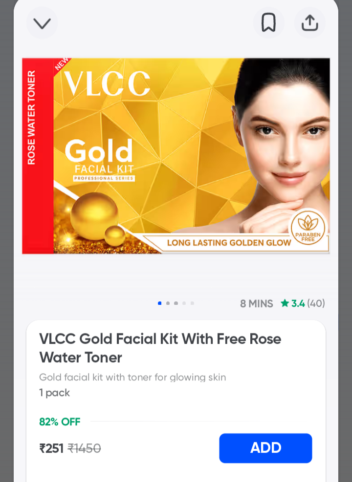 Instamart | VLCC Gold Facial Kit With Free Rose Water Toner | PRICE ...