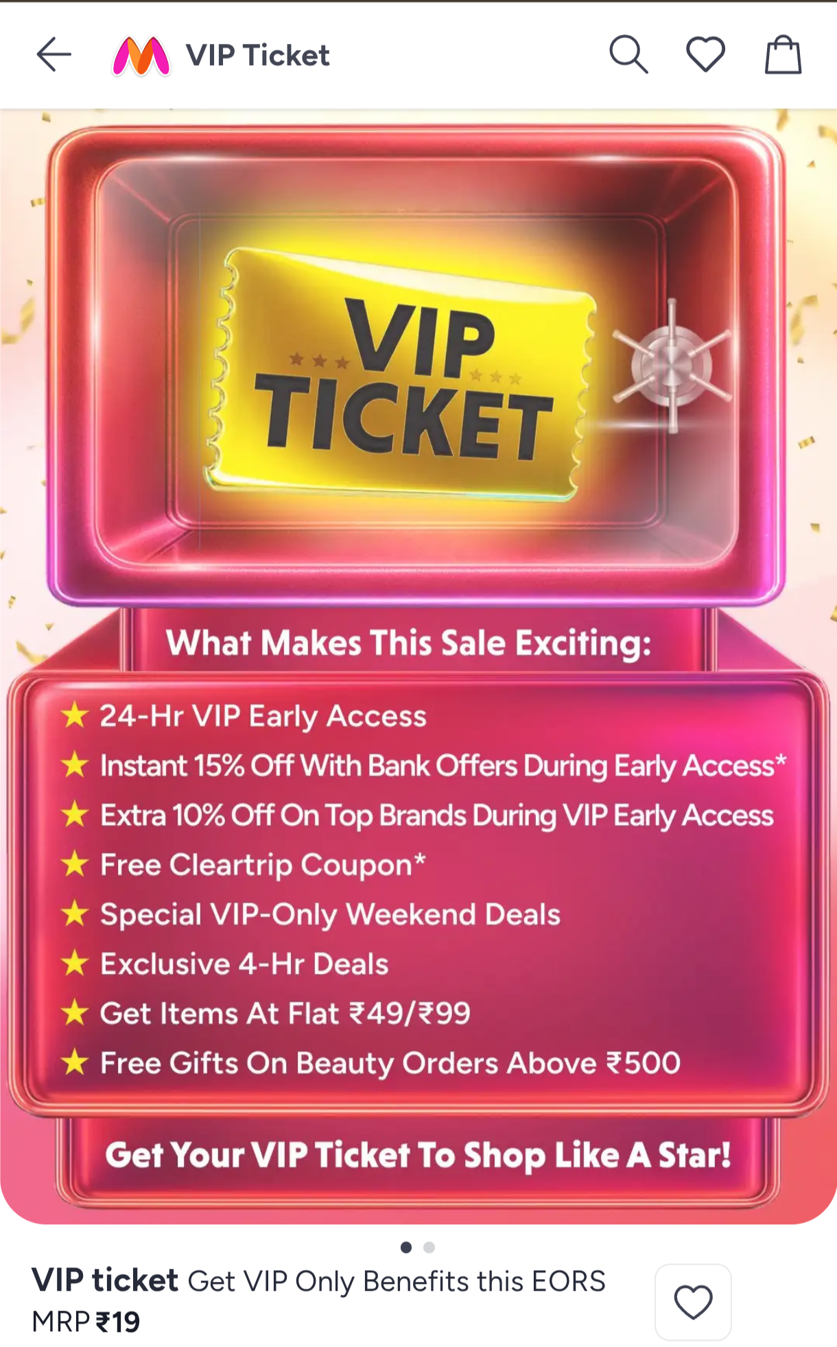 Myntra VIP Pass @ ₹9/19 | Desidime
