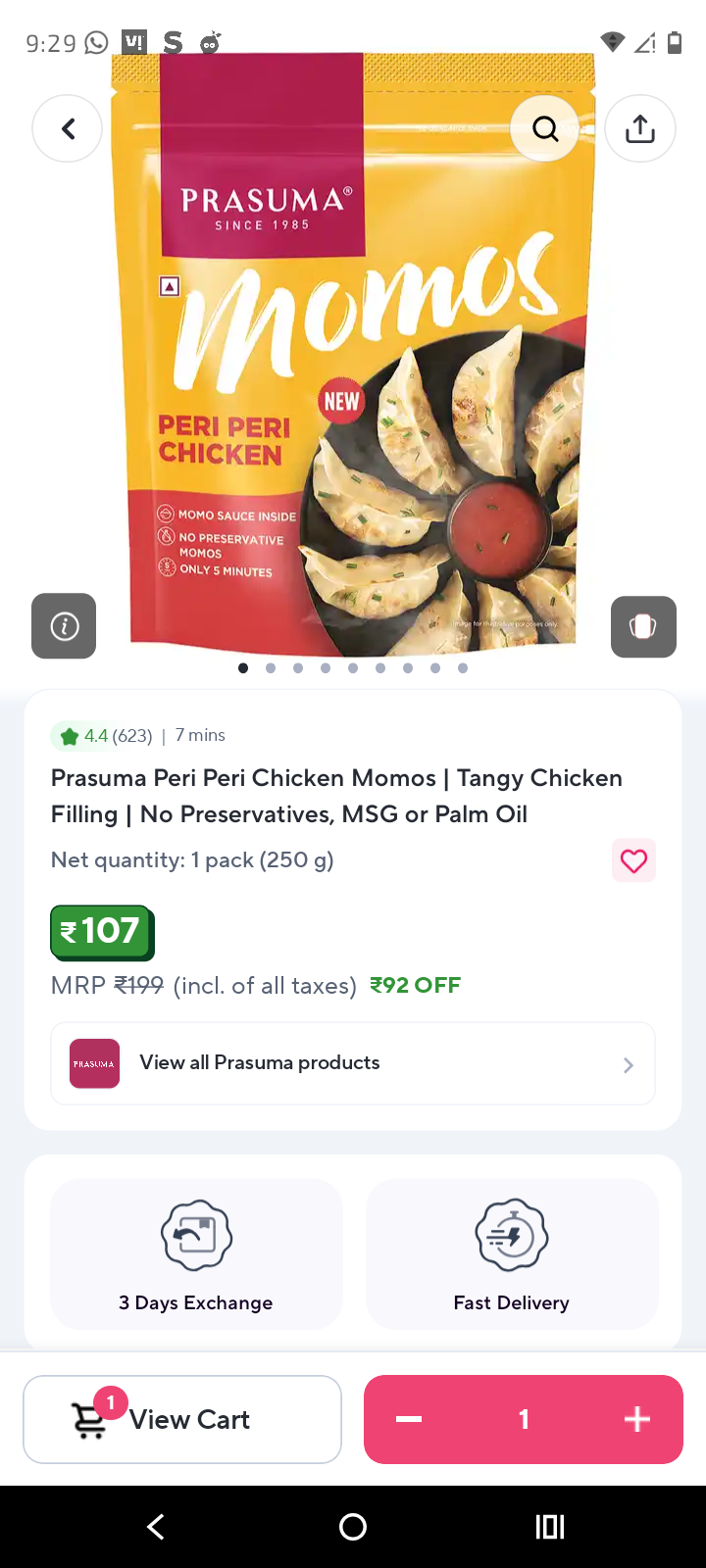 Zepto | Search Prasuma | Peri Peri Chicken Momos | Veg & Paneer Momos ...