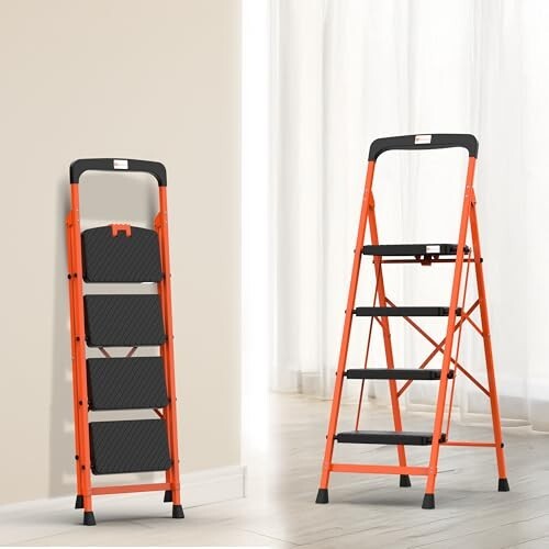 BonKaso Climb Easy 4 Step Heavy Duty Foldable Steel Kitchen Ladder ...