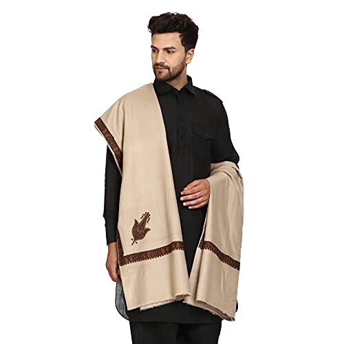 SWI WITH LABEL Men's Kashmiri Embroidered Wool Shawl | Desidime