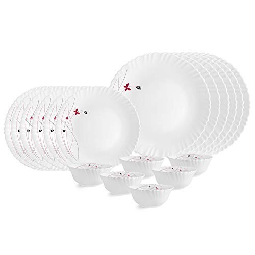 CELLO Lush Fiesta Dazzle Series Opalware Dinner Set of 18 Pieces for ...
