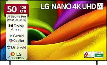 LG 126 cms (50 inches) NU87 AI Series Nano 4K Ultra HD Smart webOS VA ...