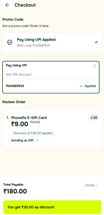 Woohoo - PhonePe Gift Card @10% Discount | Denomination: 10 | Max ...