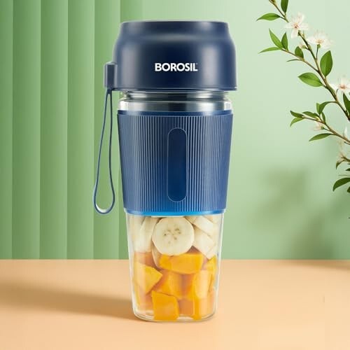 Borosil NutriGrip Blue Portable Blender | 40W Low-Noise DC Motor ...