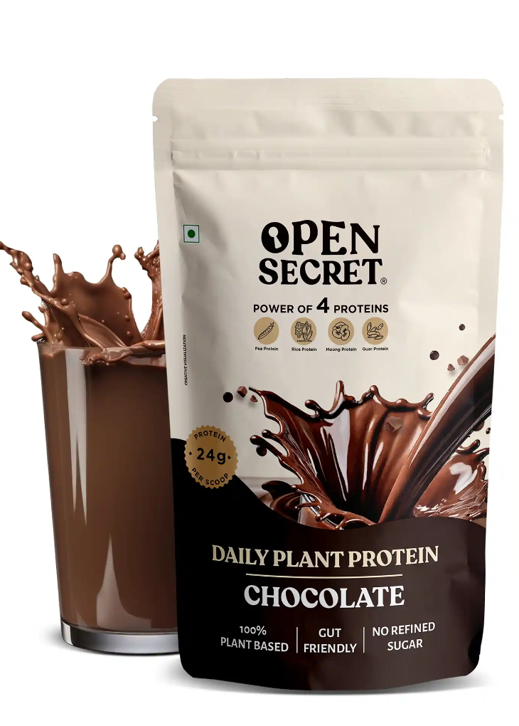 Zepto : Open Secret Daily Plant Protein Chocolate 500 g | Desidime