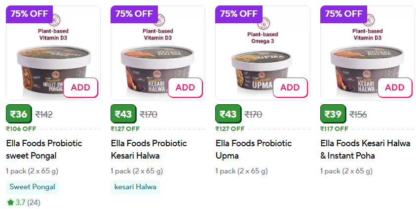 Zepto - Flat 75% Off Ella Foods Probiotic sweet Pongal | Desidime