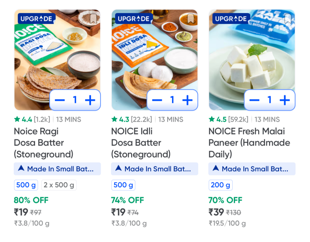 Instamart: NOICE Paneer 200g @39, Batters 500g @19 | Desidime